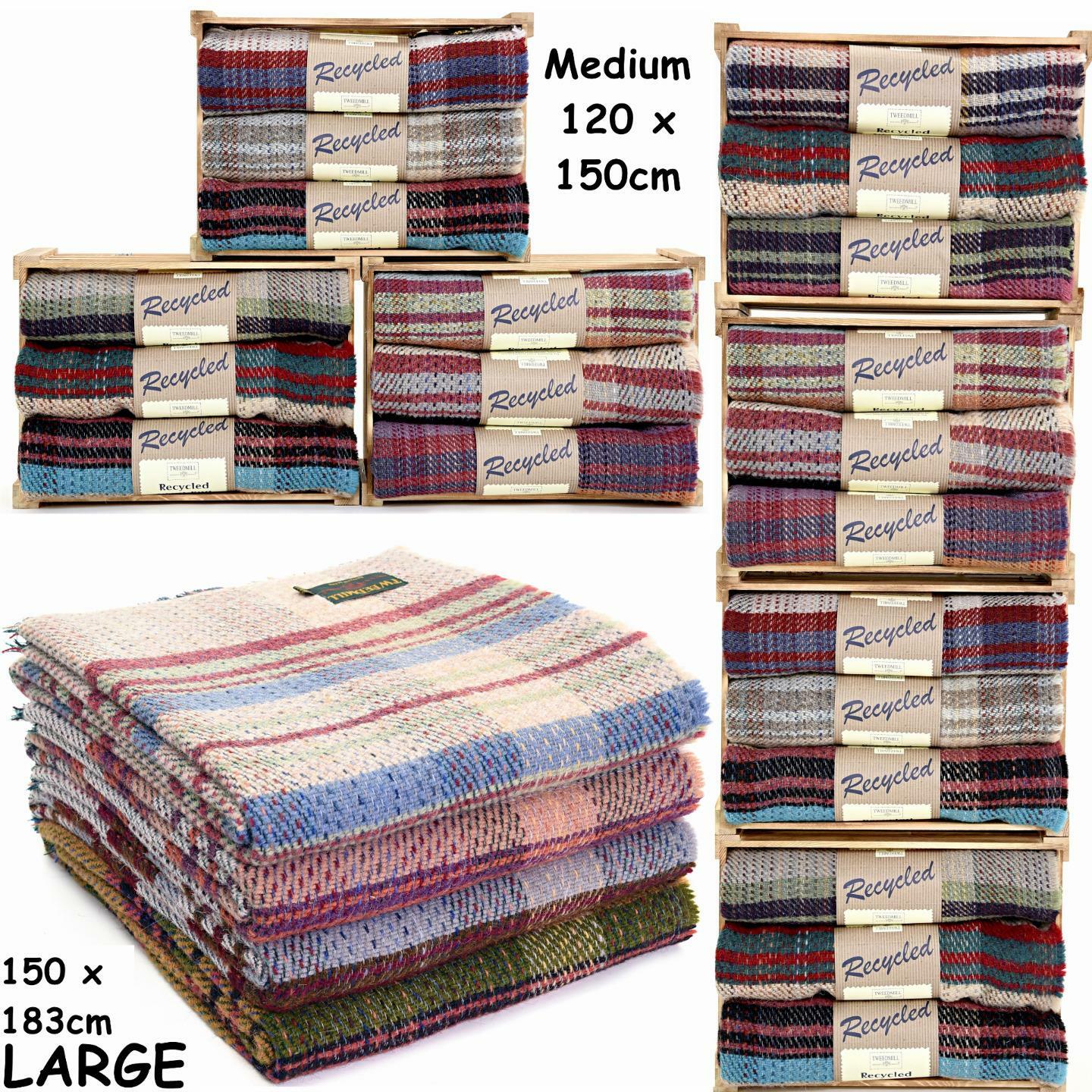 TWEEDMILL TEXTILES KNEE RUG 100% Wool Sofa Throw Bed Blanket WAFER ...