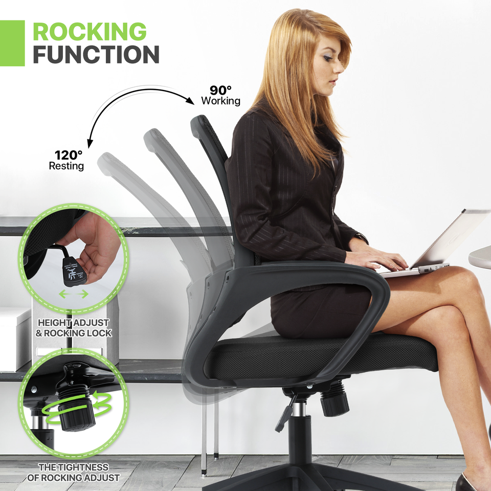 2 PCS Breathable Mesh Computer Desk PC Seat Swivel Home Office Black ...