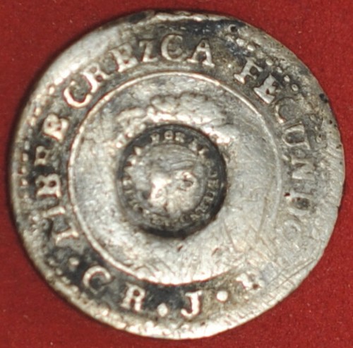 (1849) Costa Rica 1/2 Real Counterstamp Type VI on 1848 JB CAR 1/2 Real ...