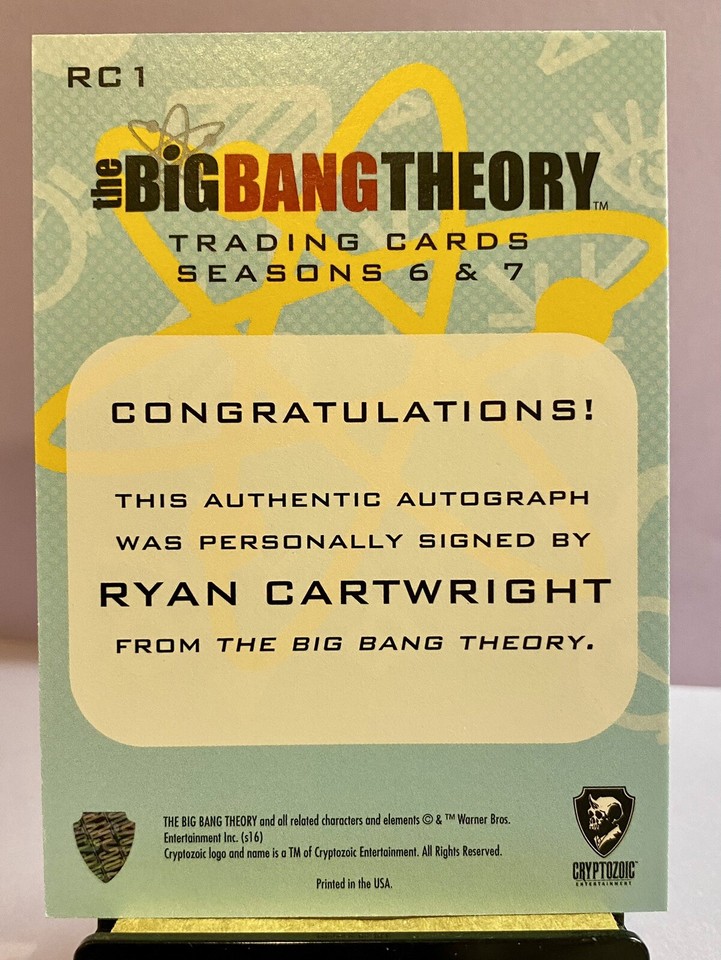 Ryan Cartwright As Cole Autographed Big Bang Theory Rare Card#RC-1 Sea ...