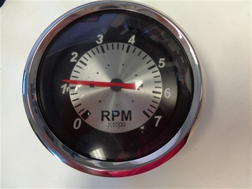 TELEFLEX TACHOMETER OVERSIZED BLACK / SILVER FACE CHROME BEZEL ...