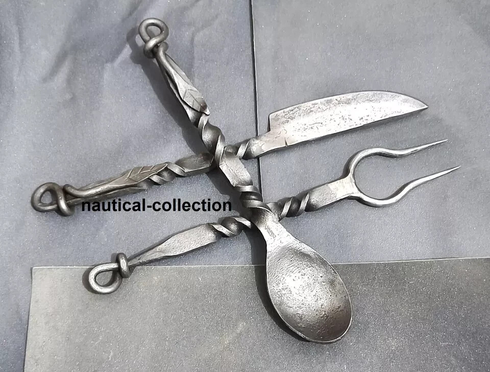 Cutlery Set Iron Spoon Fork Knife Viking Medieval Feastware Feasting ...