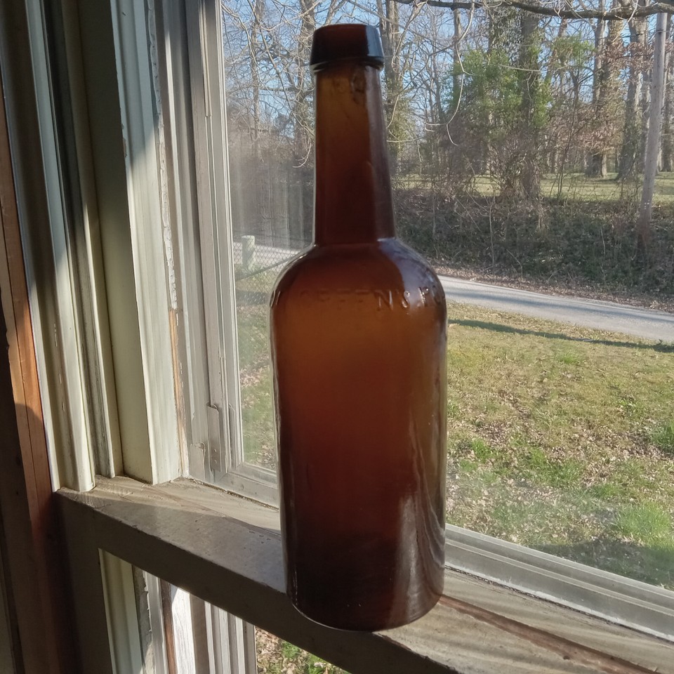 IRON PONTIL DR.GREEN'S POLEISH BITTERS SCARCE 1850s AMBER CYLINDER ...