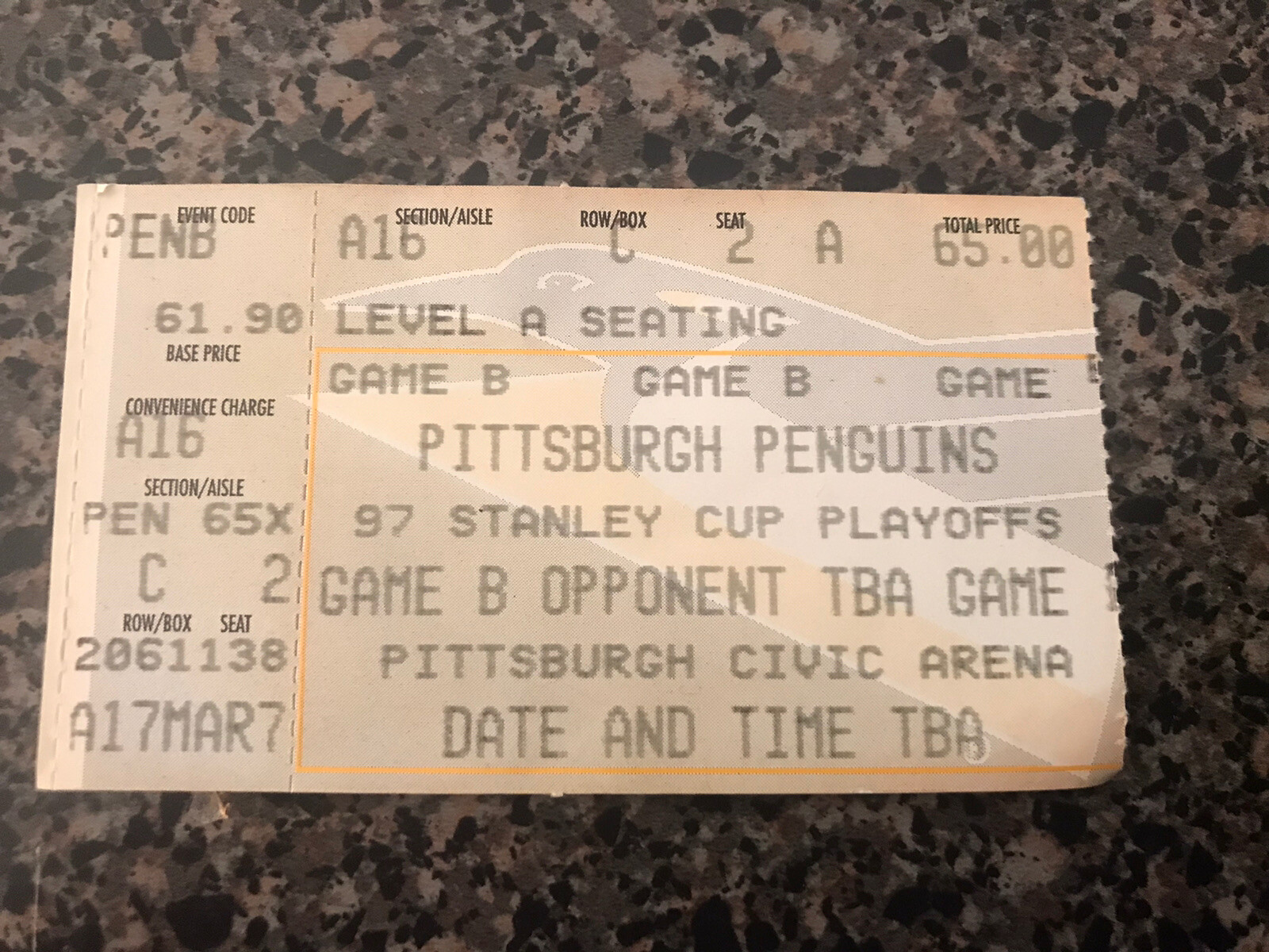 1997 STANLEY CUP PLAYOFFS TICKET STUBB PITTSBURGH PENGUINS GAME B | eBay