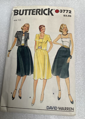 Butterick Sewing Pattern 3772 Misses Jacket Dress and Belt Sz 10 Uncut ...