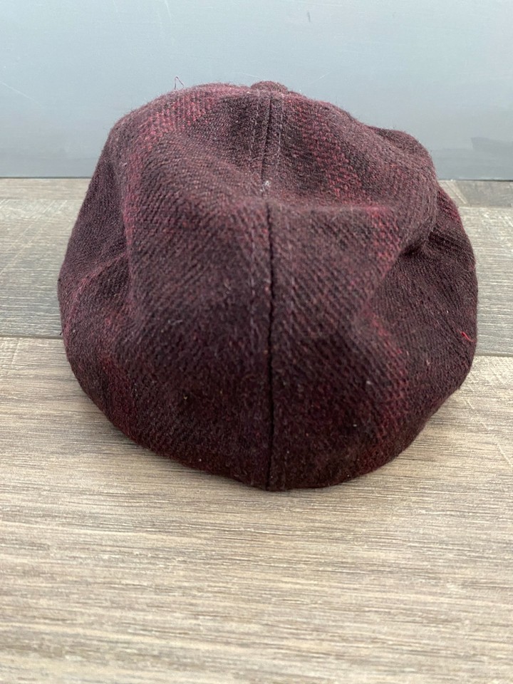 BOSTON SCALLY CO Burgundy 15% Wool Flat Cap Size M/L | eBay UK