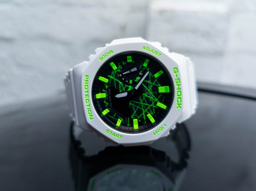 Custom Mod Casio G-Shock CasiOak Hand-Painted GA-2100 Neon Green ...