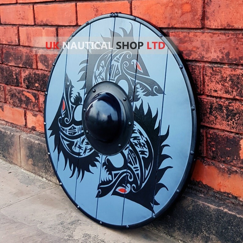 Fenrir wolf authentic battleward wooden shield Medieval Viking warrior ...