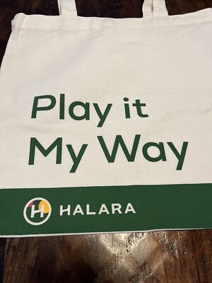 Halara Play It My Way Canvas Tote Bag White/Green One Size 14" x 14 ...