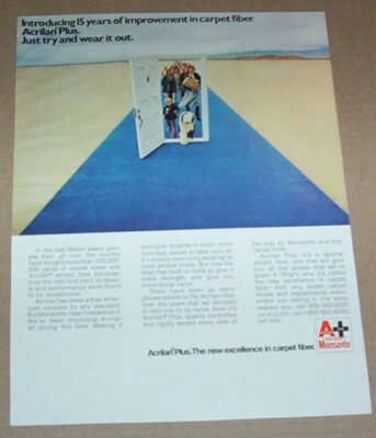 1972 print ad - Monsanto Acrilan Plus carpet fiber Shaggy Dog ...