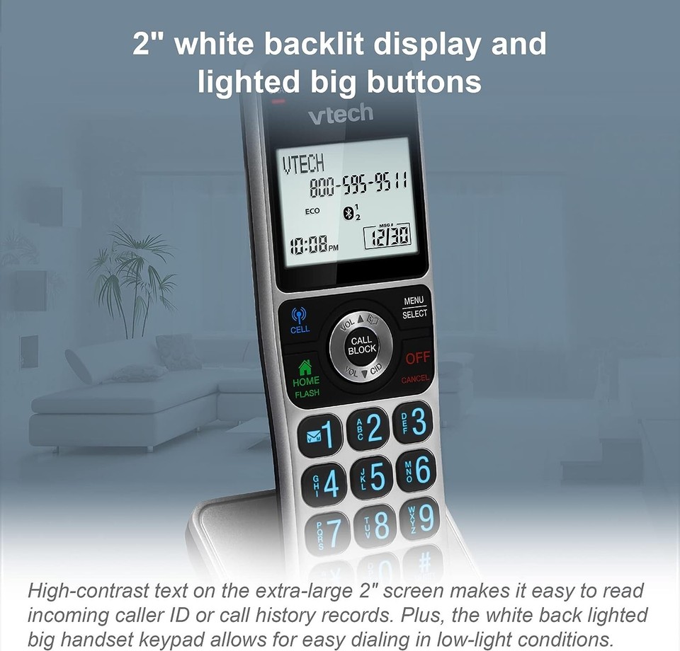 VTech Cordless Home Phone 5 Handsets Answering Machine Smart Call Block ...