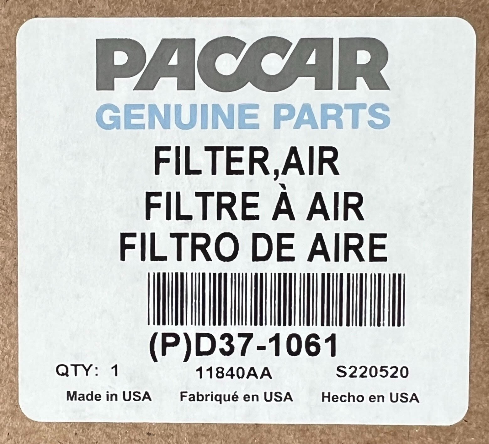 D37-1061 Genuine Paccar Engine Air Filter OEM - New | eBay