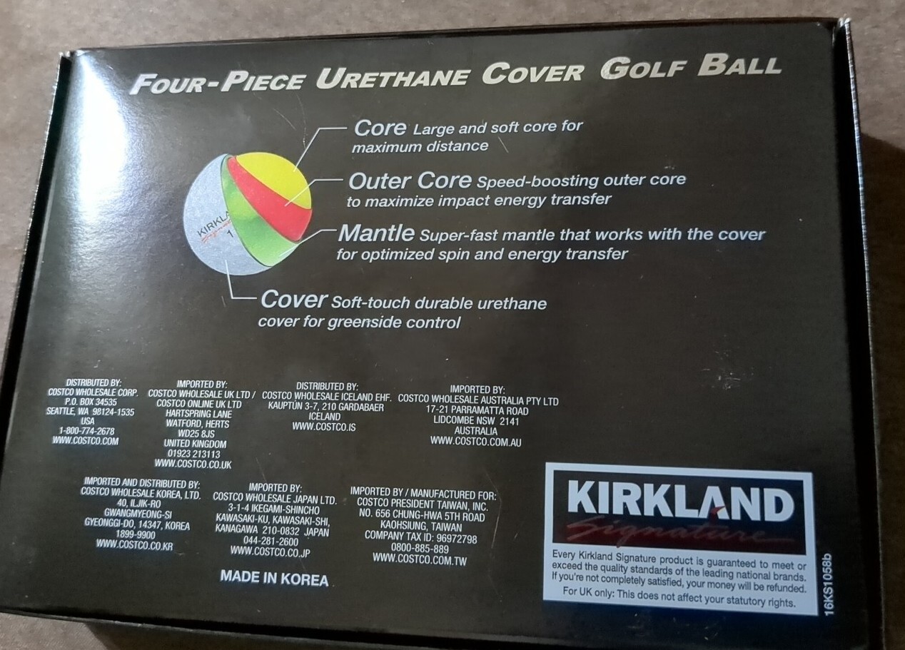 Kirkland Signature Four-Piece Urethane Cover Golf Ball - 1 Dozen ...