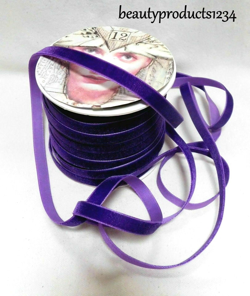3 Yards 3/8" VIOLET Velvet Ribbon Quality / Finished Edges / JUST ...