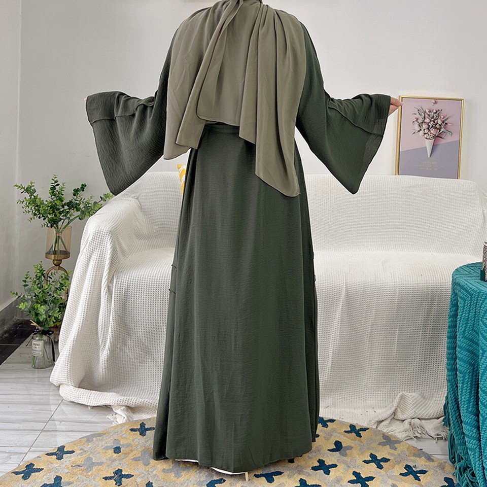 Kimono Open Abaya Muslim Women Maxi Dress Islamic Robe Kaftan Dubai ...
