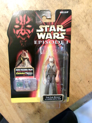 Star Wars Episode 1 Jar Jar Binks Action Figure CommTech Chip Hasbro ...