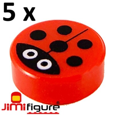 NEW 5 x LEGO Printed 1x1 Round Tile Ladybug Red White Eyes 98138pb177 ...