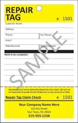 100 Repair Tags, Service Tag, Detachable Claim Check by CompuPrint ...