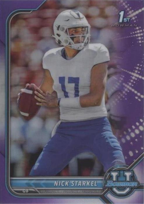 2021-22 Bowman University - Nick Starkel #42 Chrome Prospects Purple ...