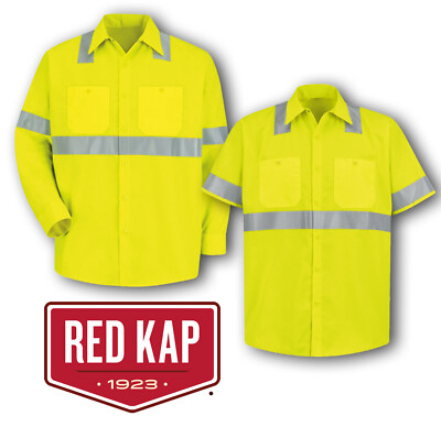 Red Kap Reflective Hi Vis ANSI Type R Class 2 Work Shirt Fluorescent | eBay