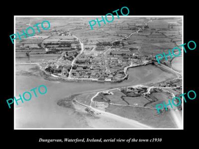 OLD LARGE HISTORIC PHOTO OF DUNGARVAN IRELAND AERIAL VIEW OF THE TOWN ...