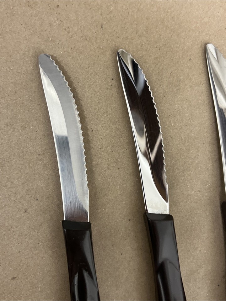 3 Cutco 1759 Serrated TABLE-STEAK KNIVES Brown Handle USA READ | eBay