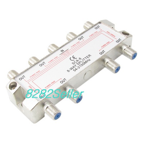 8 Way RF Splitter TV & Satellite Video 2GHz Antenna Coax 54MHz-2150MHz ...
