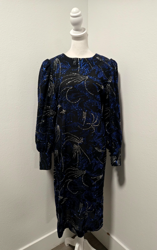 70s/80s PELLINI by VON BRAMLETT BLACK/BLUE/SILVER GLITTER CLUSTERS ...