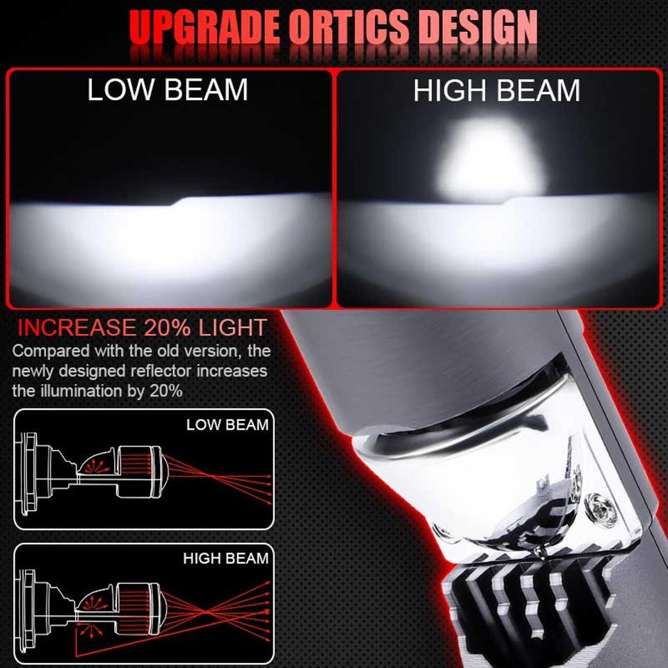H4 100W 50000LM Mini Bi-LED Projector Lens Hi/Lo Beam Bulb Headlight ...