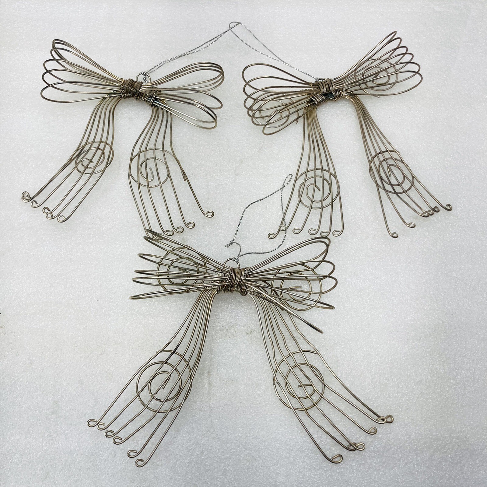 Lot of 3‼ Handmade Silver Tone Metal Wire Ribbon Bows Christmas ...