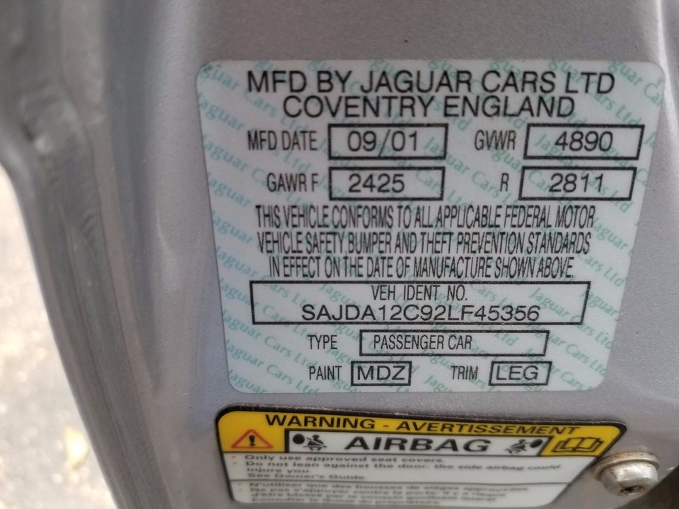 1998 99 00 01 02 2003 JAGUAR XJ8 XJR LEFT FRONT EXTERIOR DOOR HANDLE ...