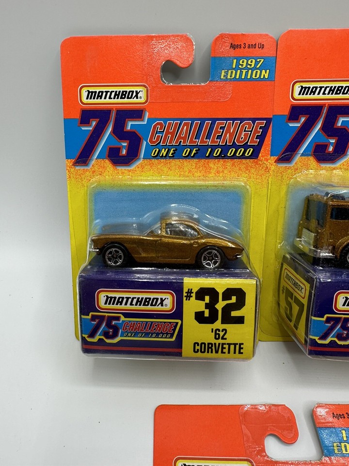 1997 Matchbox 75 Challenge Lot Of 5 Gold Set Limited Edition 1 Of ...
