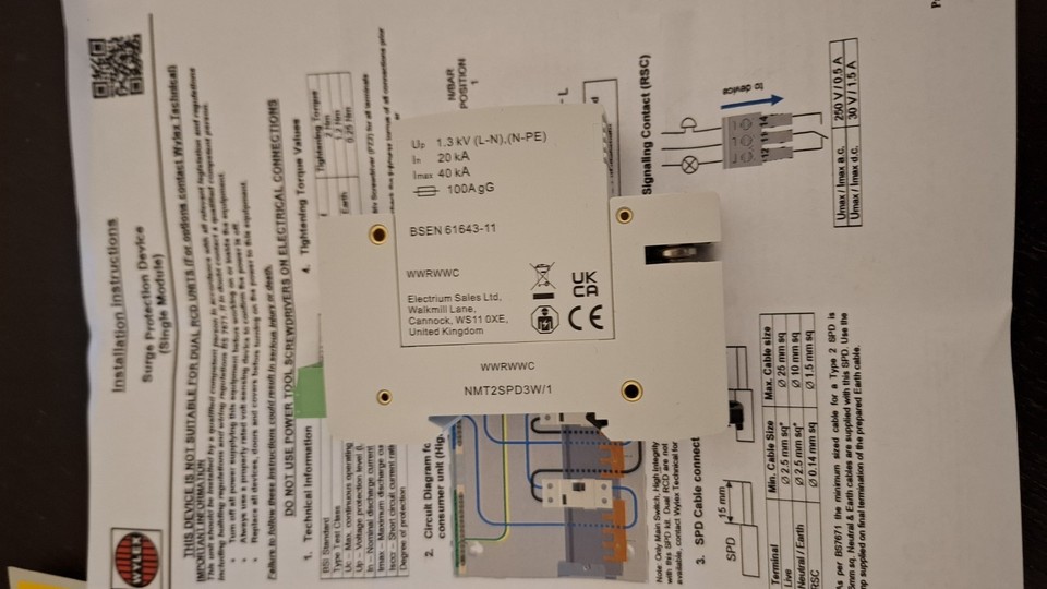 Wylex NMT2SPD3W/1 Type 2 SPD Single Module - Surge Protection Device ...