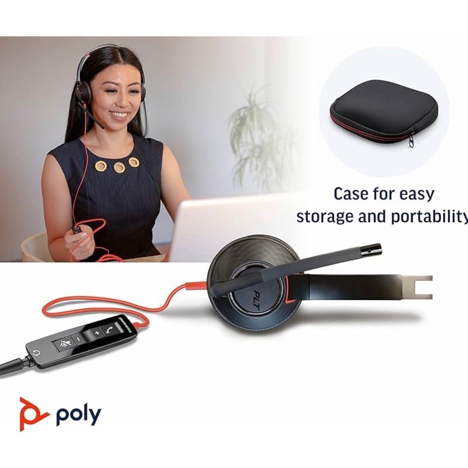Poly Plantronics Blackwire 5220 USB A Headset with Boom Mic Case WFH ...