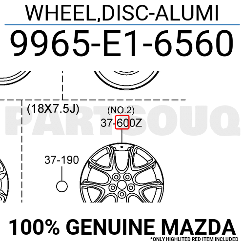 9965E16560 Genuine Mazda WHEEL,DISC-ALUMI 9965-E1-6560 | eBay