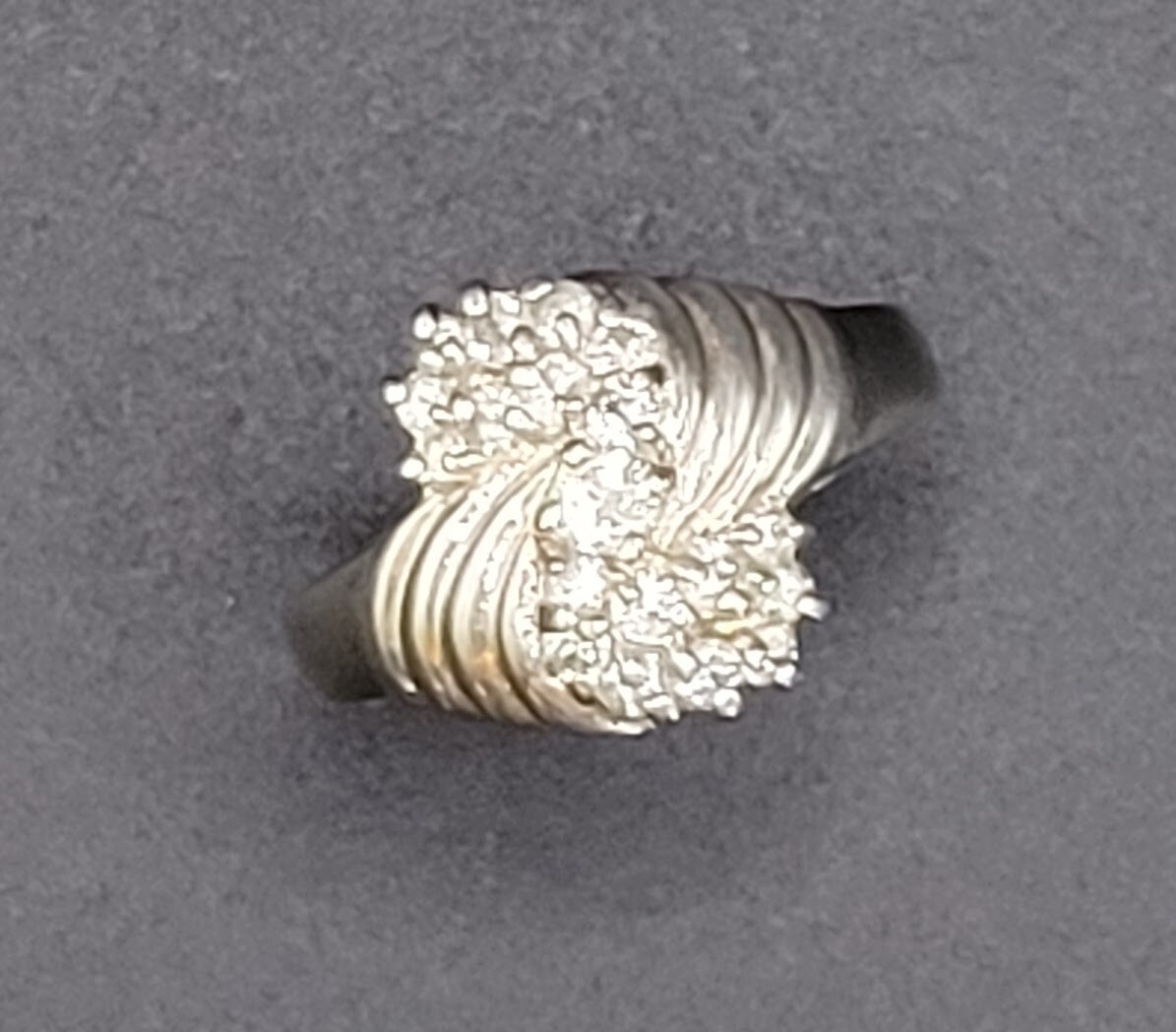 Vintage LIND Silver Plate SP Rhinestone Cluster Ring SIZE 8 Chic ...