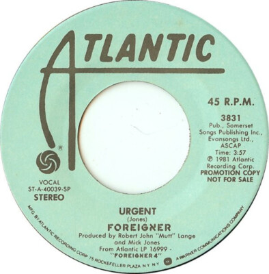 Foreigner - Urgent (7", Single, Promo) | eBay