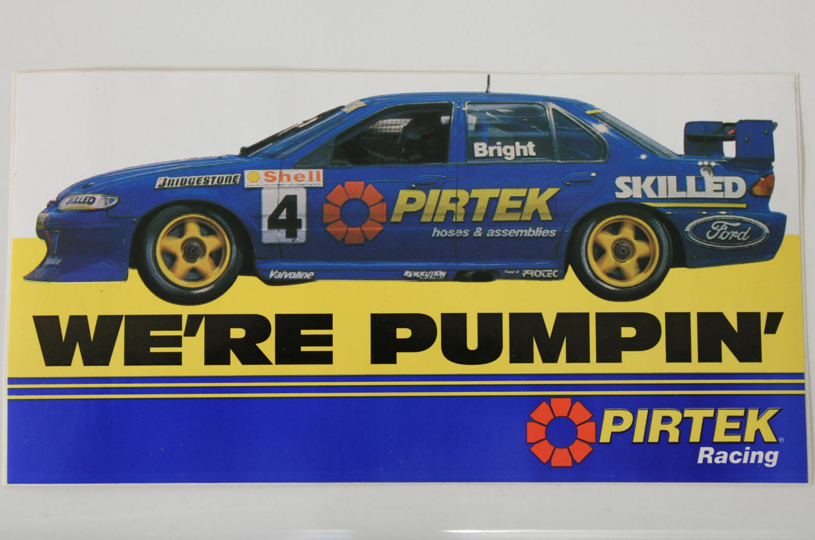Jason Bright Pirtek Racing Sticker #4 Ford EL Falcon V8 Supercars ...