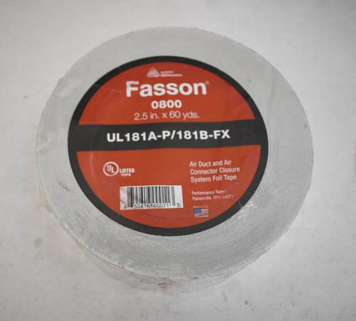 Fasson 0800 2.5 Inch X 60 Yards HVAC Foil Duct Tape 2 Rolls for sale ...