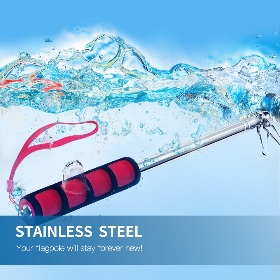 Anley 5 Ft Red Telescopic Handheld Flagpoles - Extendable Collapsable ...