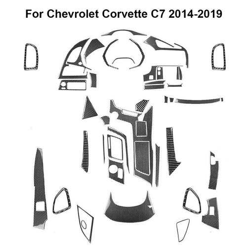 44Pcs Carbon Fiber Full Interior Kit Cover Trim For Chevrolet Corvette ...
