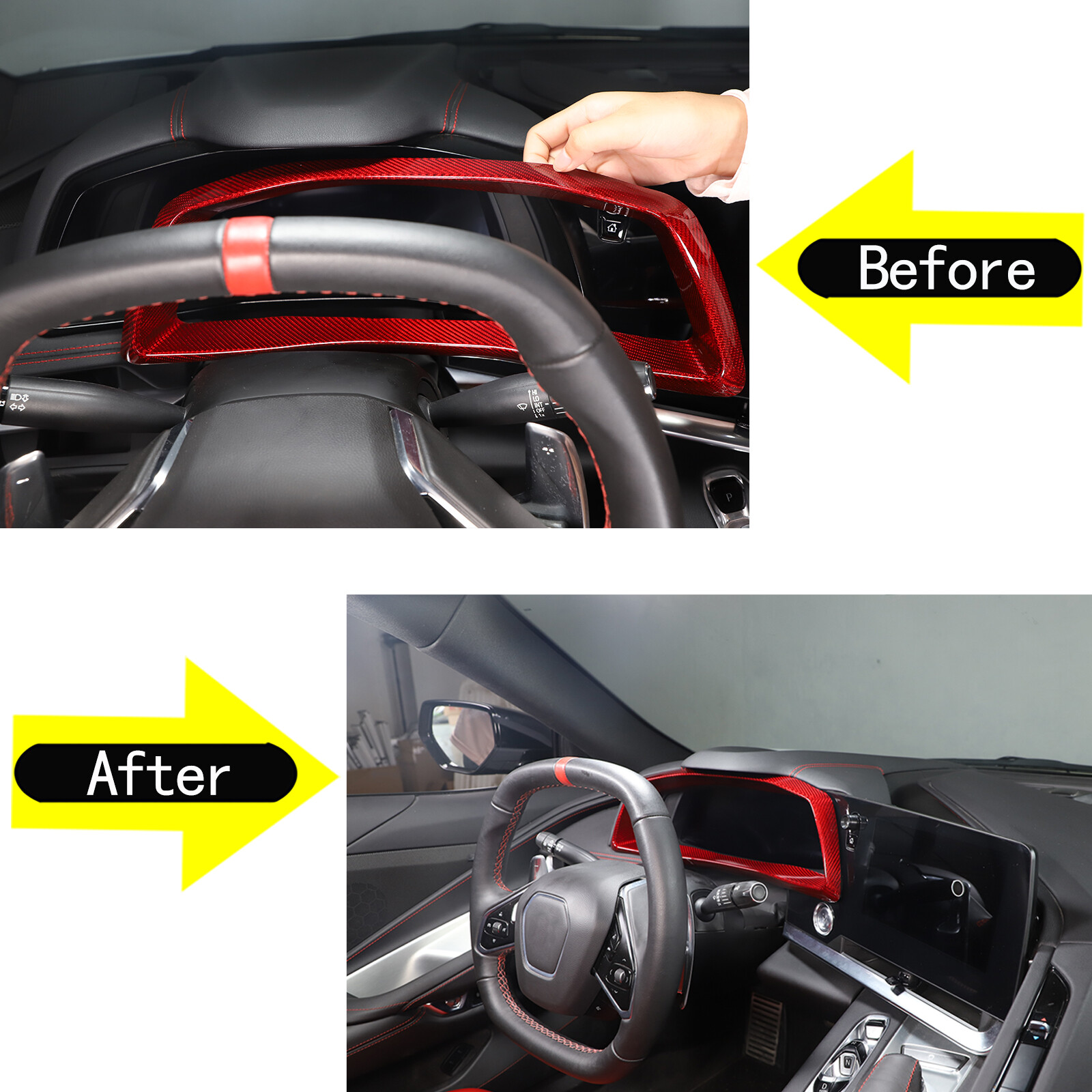 Red Carbon Fiber Speedometer Instrument Cluster Gauge Trim For Corvette ...