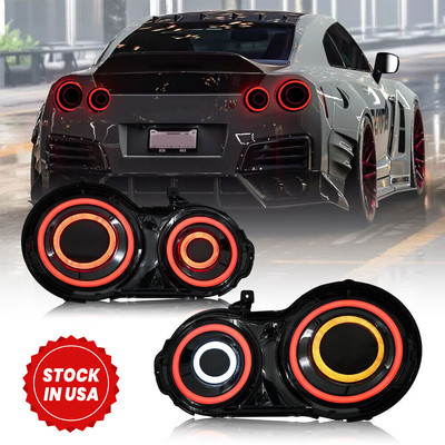 Black LED Tail Lights Lamps Upgrade Brake Fit 2008-2022 Nissan GTR R35 ...
