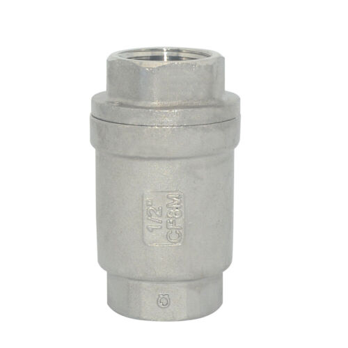 1/2" inch Spring Loaded In-line NPT Threaded Check Valve Stainless ...