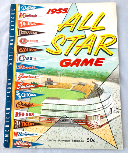 1955 Baseball MLB All Star Game Program Excellent Condition Mays Aaron ...