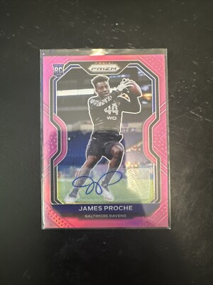 2020 Panini Prizm JAMES PROCHE Pink Prizm Autograph Rookie Card Ravens ...