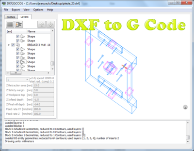Software zum Konvertieren 2d DXF-Zeichnungen für CNC Maschine G-Code ...