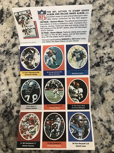 1972 Sunoco NFL STAMPS OPENED Art Shell HOF Raiders | eBay