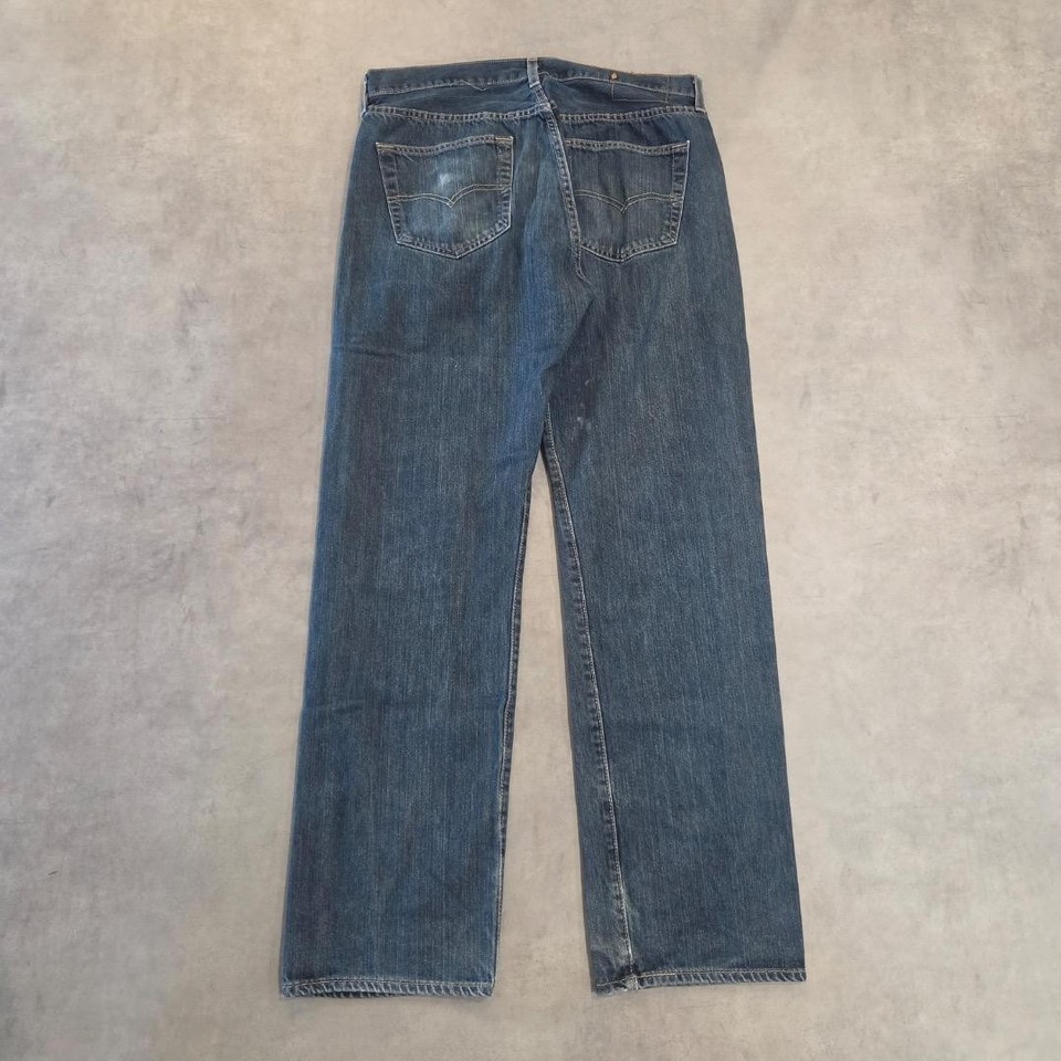 Levi's Authentic 501 Men Jeans W34 L32 Dark Indigo Straight Button Fly ...