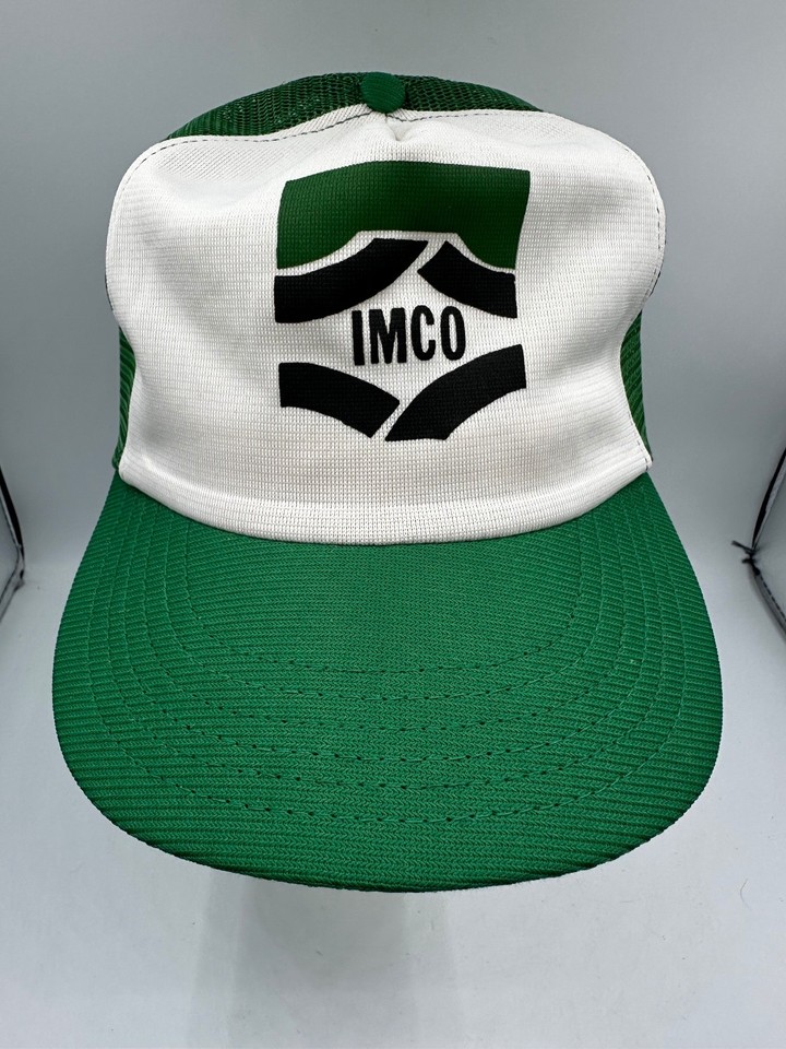 IMCO Vintage Trucker Hat Green White Mesh Adjustable Small Cap | eBay